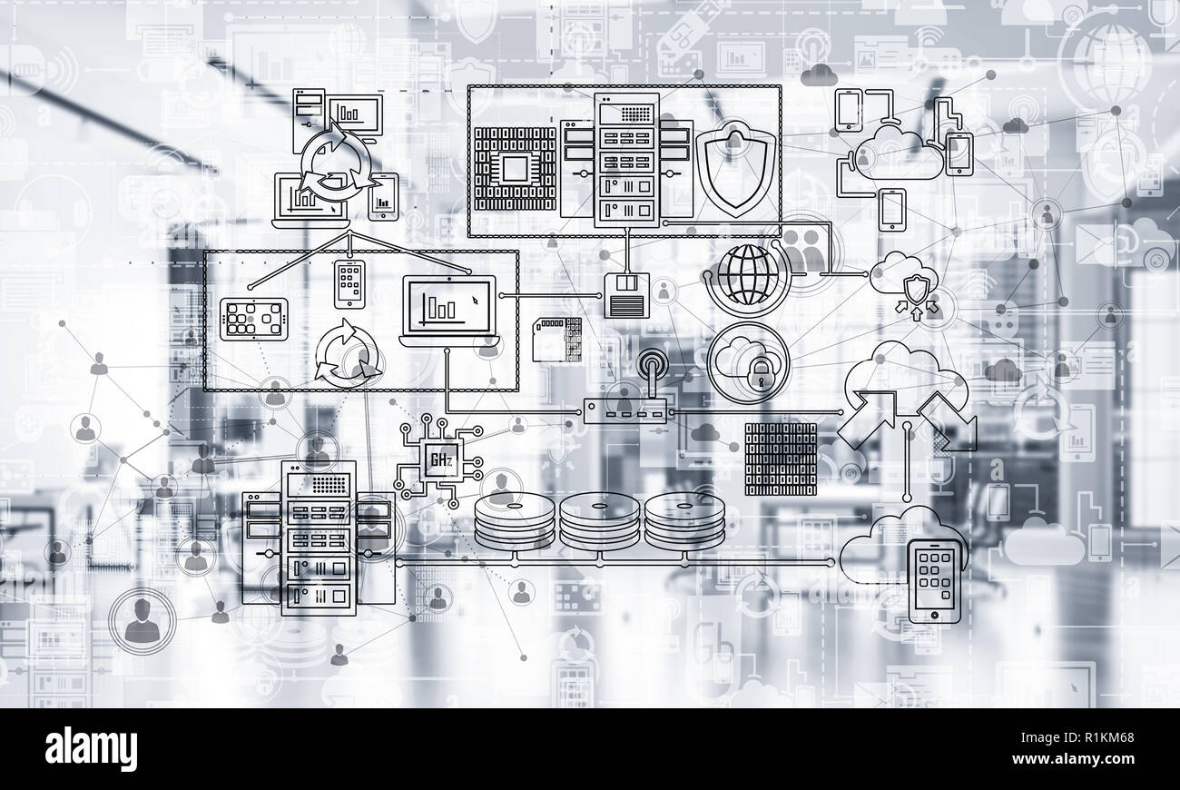 Technology background image with media interface as connection a Stock ...