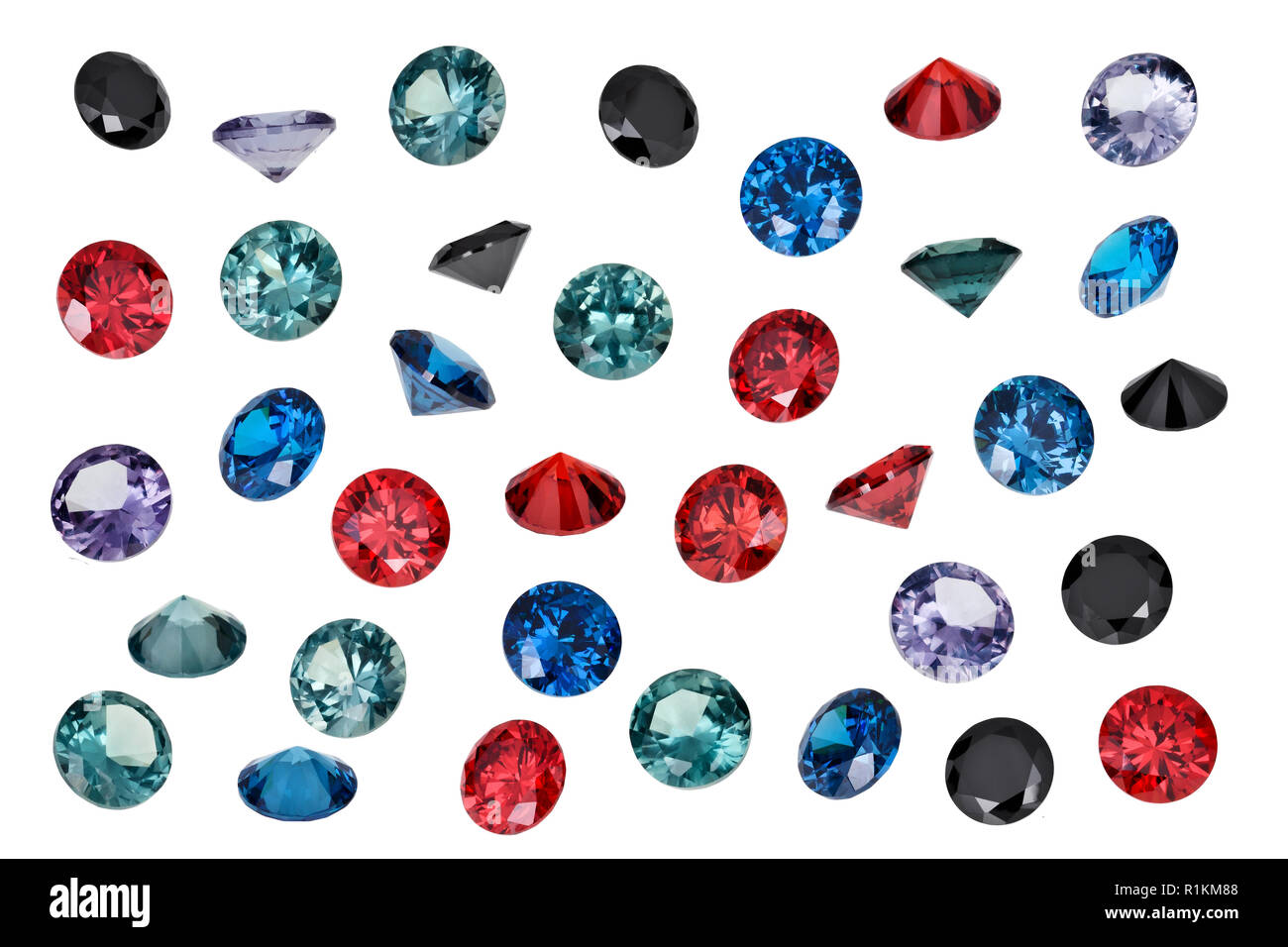 Luxury jewelry gems, set of colored gemstones isolated on white ...