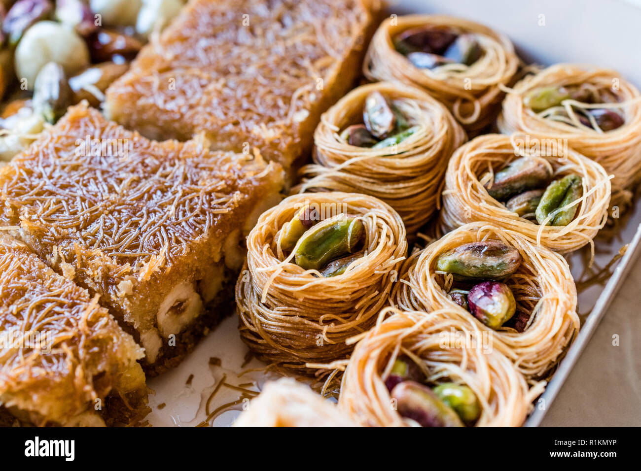 Variety of Turkish Baklava in Box / Package. Assortment of Traditional ...