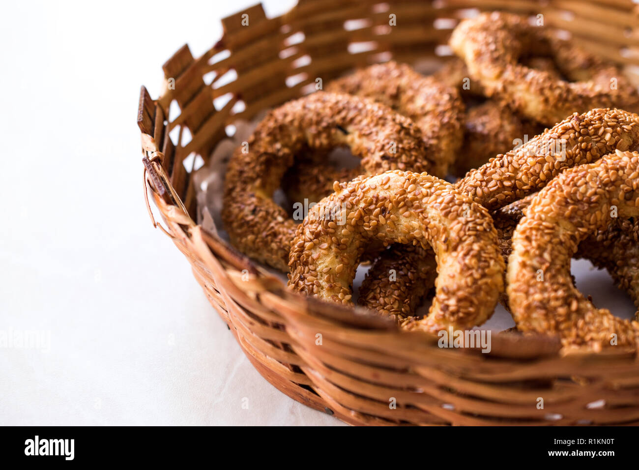 Turkish Bagel Kandil Simidi / Simit with Sesame Seeds. Traditional Food ...