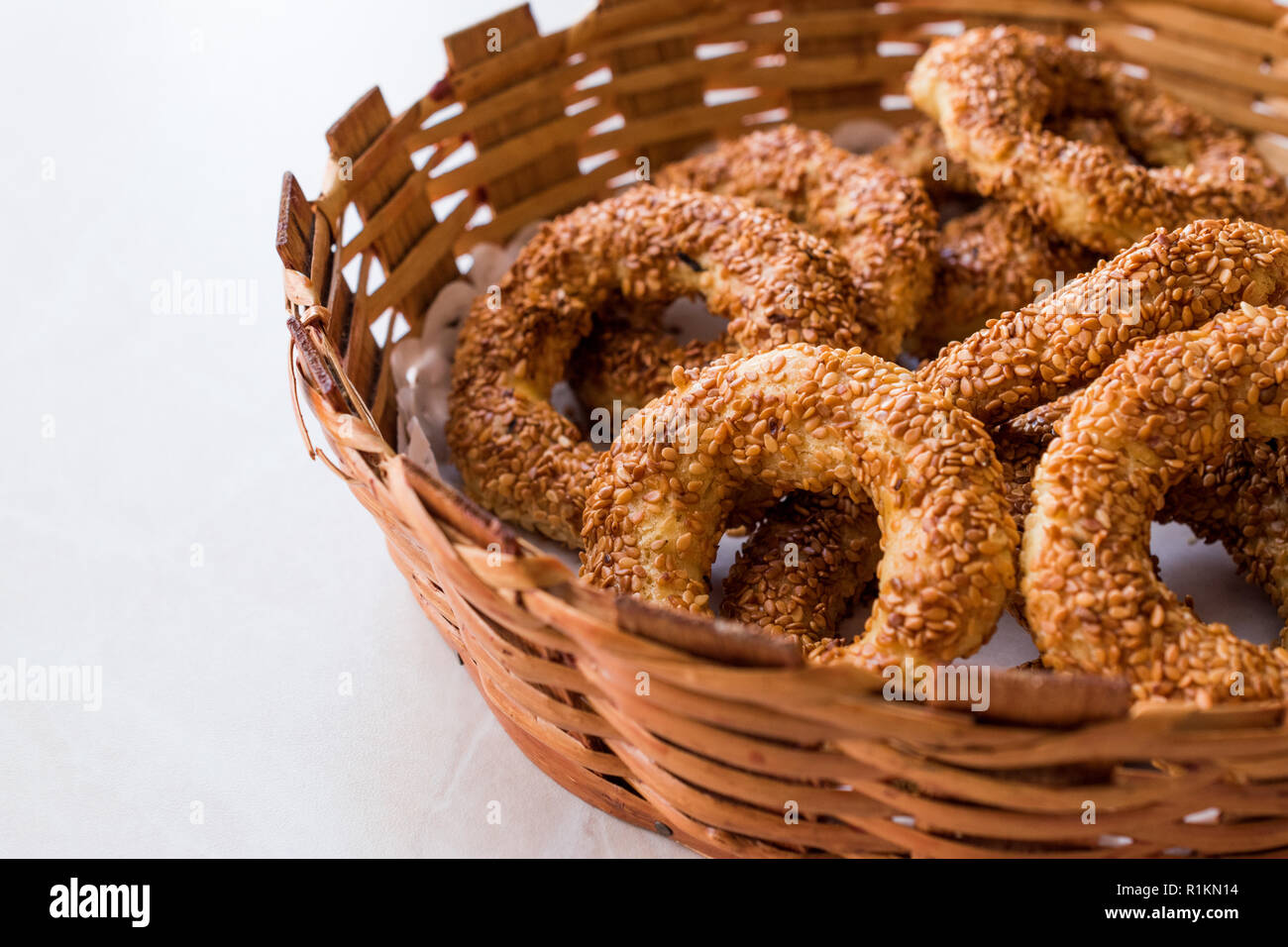 Turkish Bagel Kandil Simidi / Simit with Sesame Seeds. Traditional Food ...