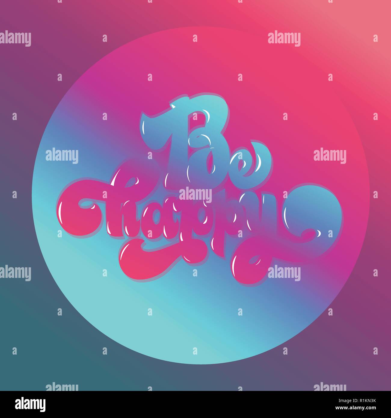 Be happy greating card hand lettering text, brush ink calligraphy ...