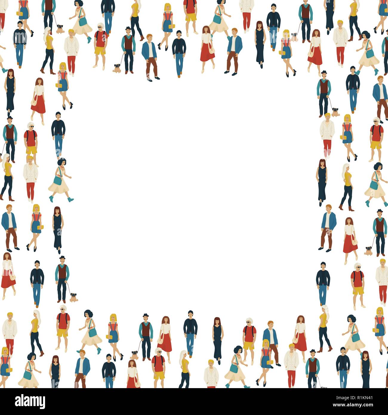 Large group of people in the shape of square. Vector illustration Stock ...