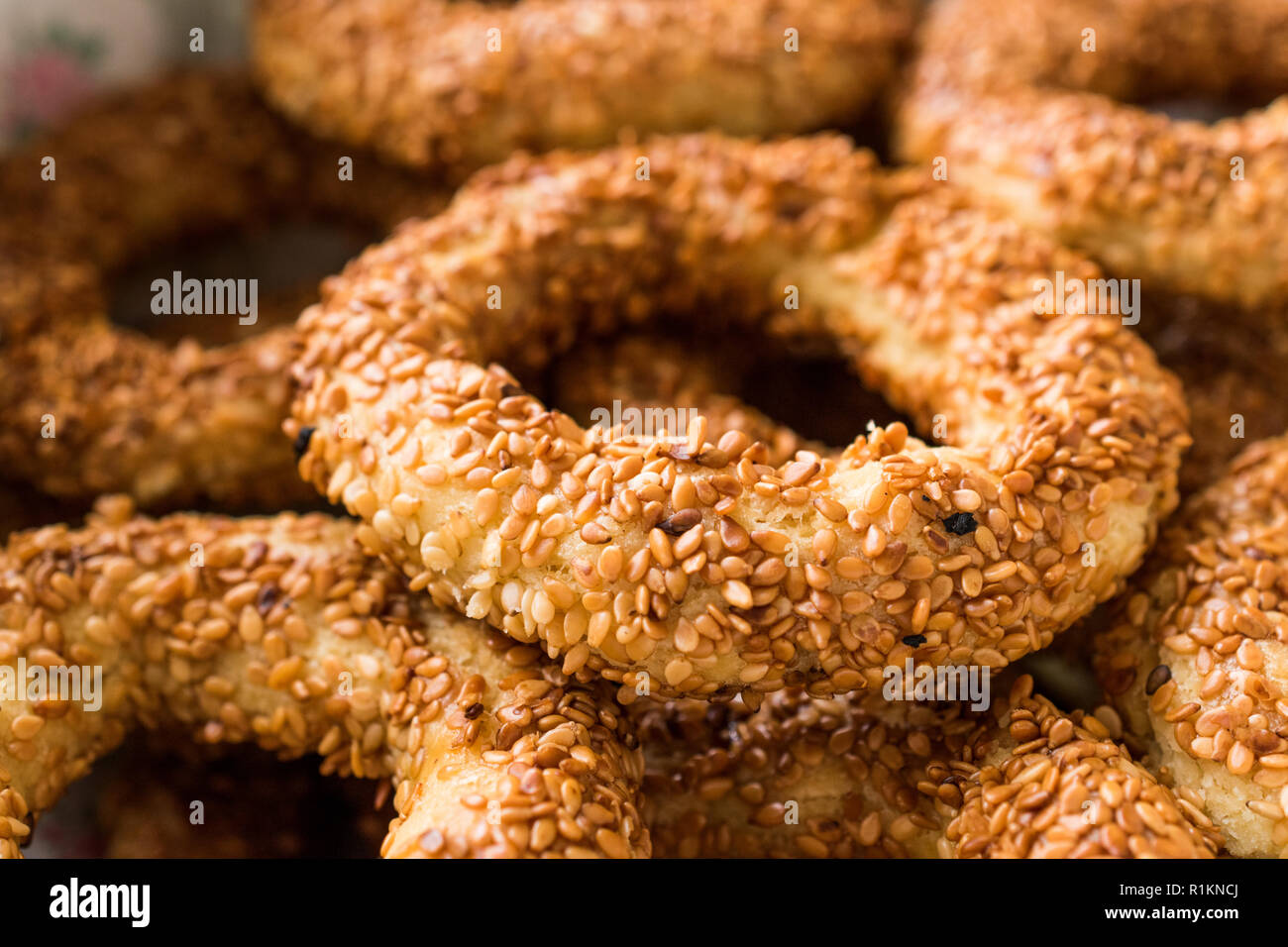 Turkish Bagel Kandil Simidi / Simit with Sesame Seeds. Traditional Food ...