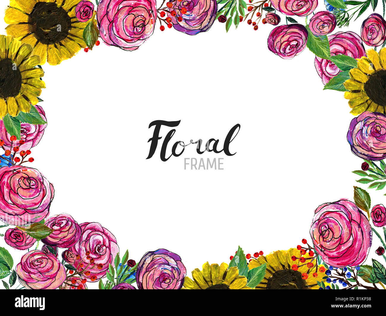 Hand drawn Flower Border Stock Photo - Alamy