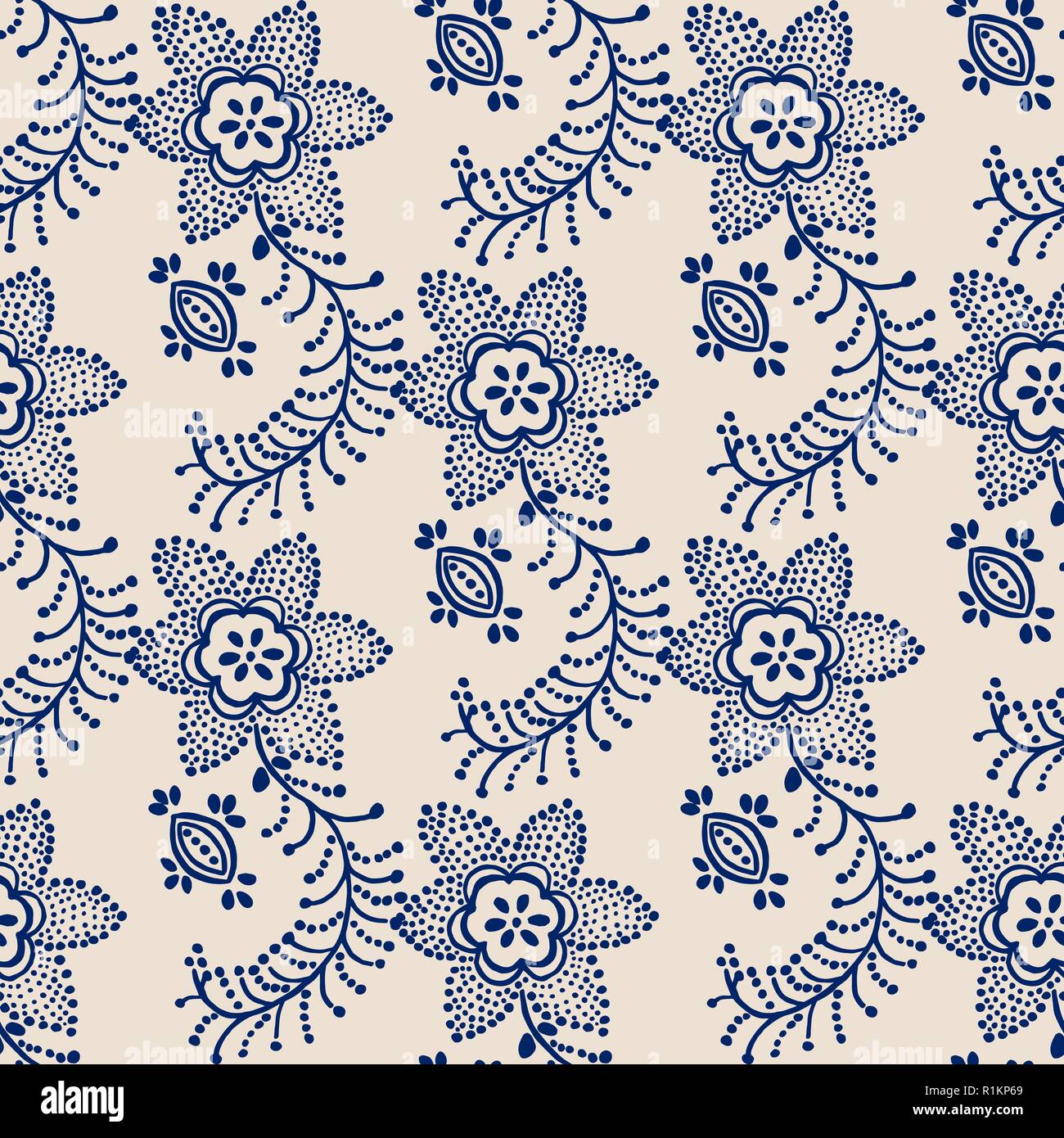 Traditional seamless block printed ornament, handmade Russian motif ...