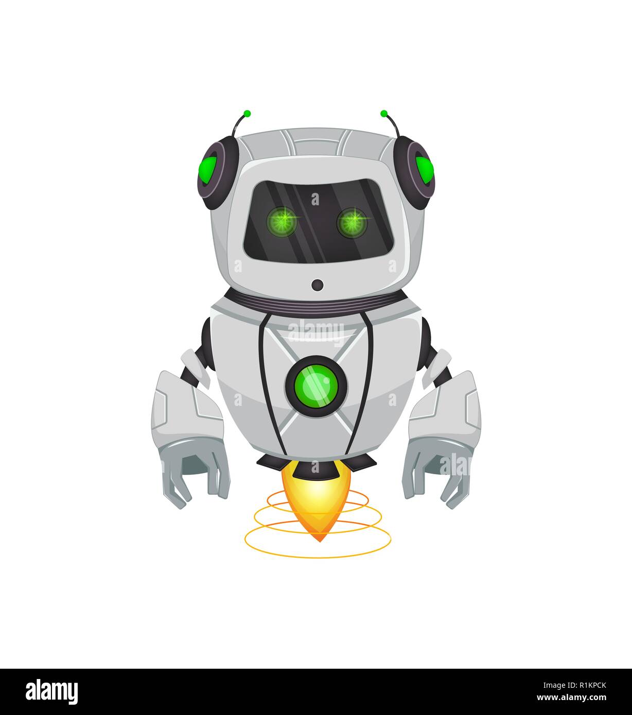 Robot with artificial intelligence, bot. Funny cartoon character holds ...