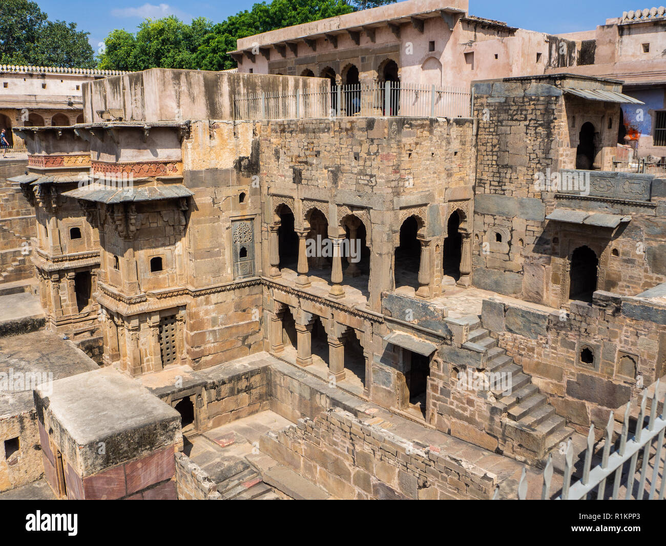 Immense well or cistern called Chand Baori made by slaves in the city ...