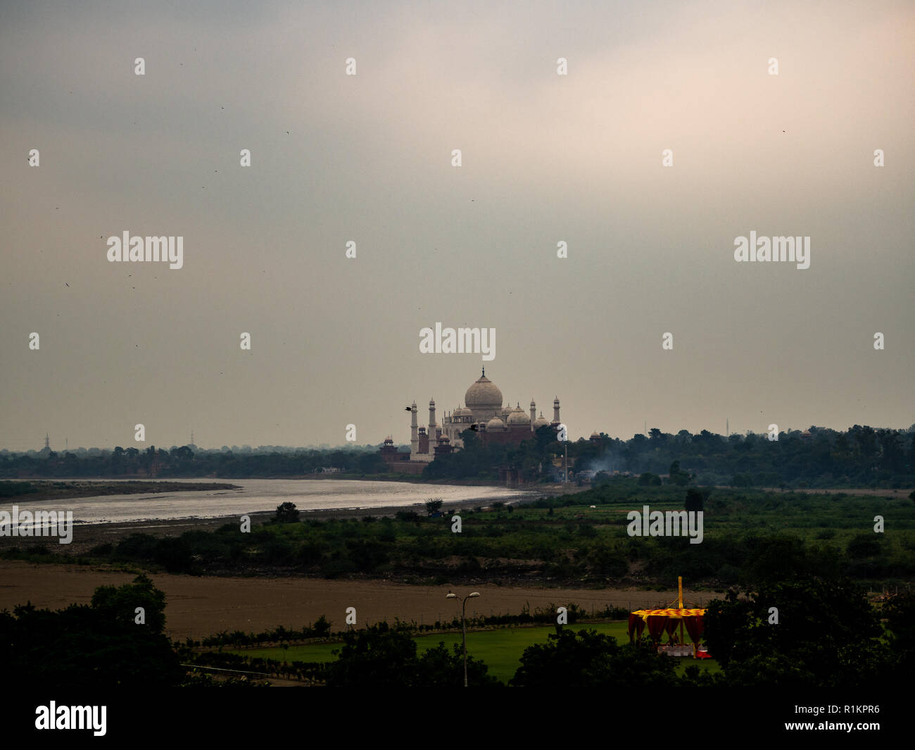 The Taj Mahal in agra seen from the other side of the river Stock Photo ...