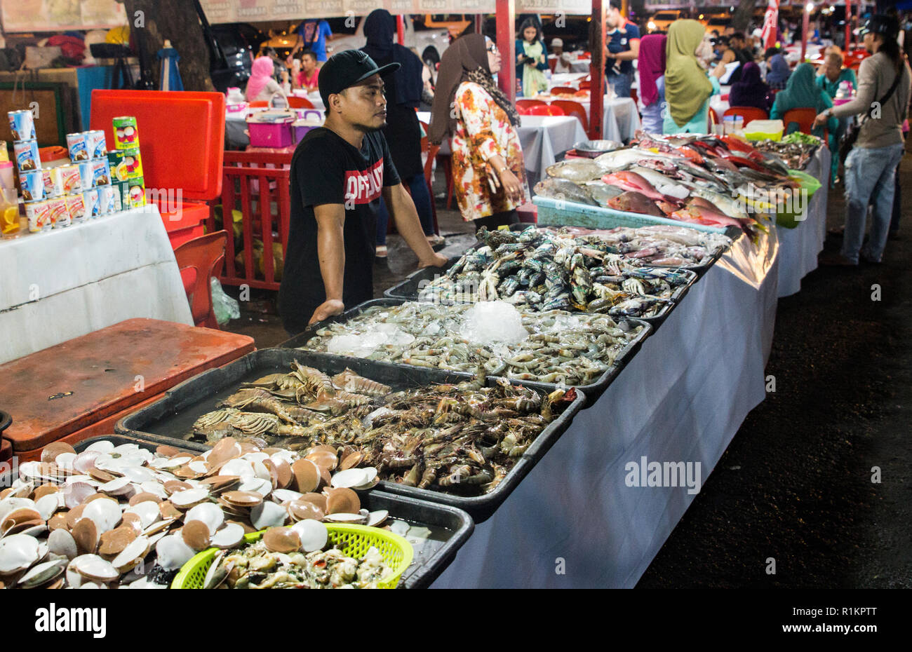 Kota Kinabalu, Sabah - 20/09/2017, fresh seafood at night market in ...