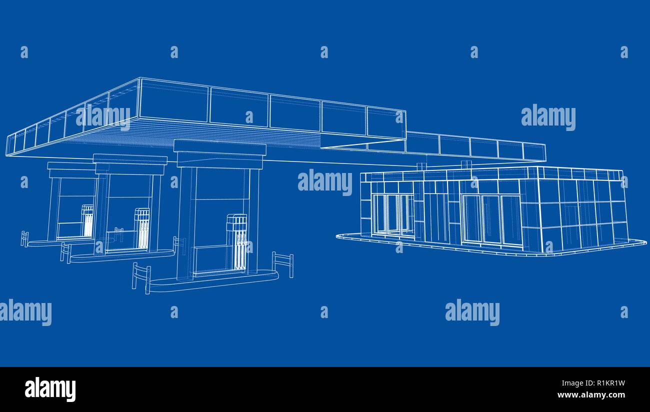 Gas Station. Vector rendering of 3d Stock Vector Image & Art - Alamy