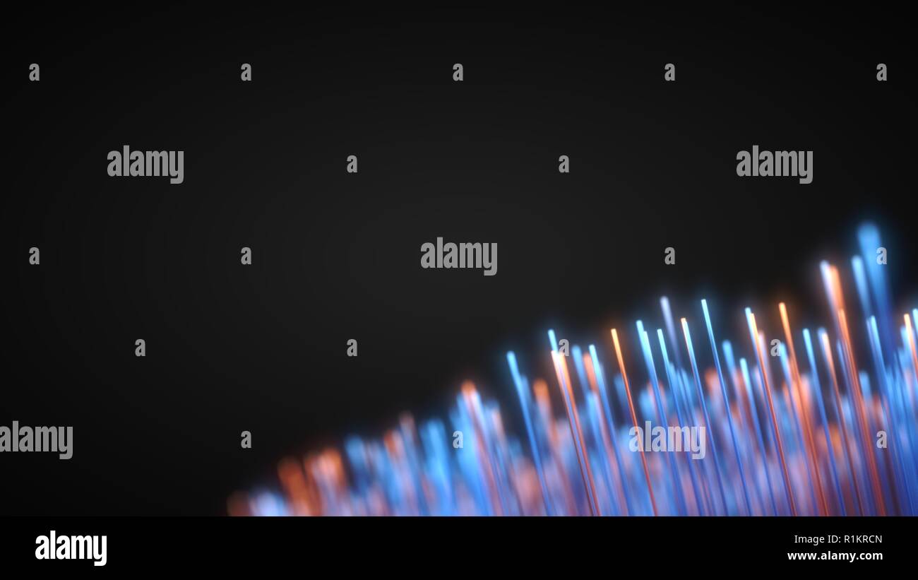 glowing fiber optic strings. suitable for technology, internet and ...