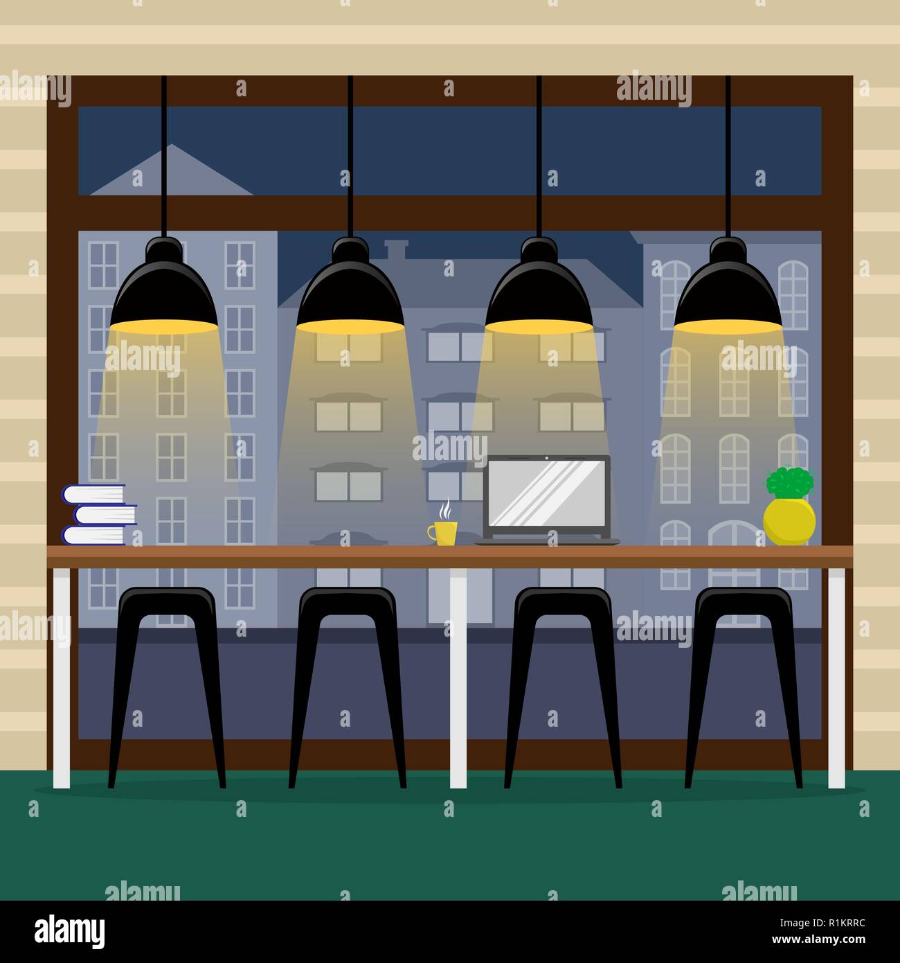 Panoramic interior view Stock Vector Images - Alamy