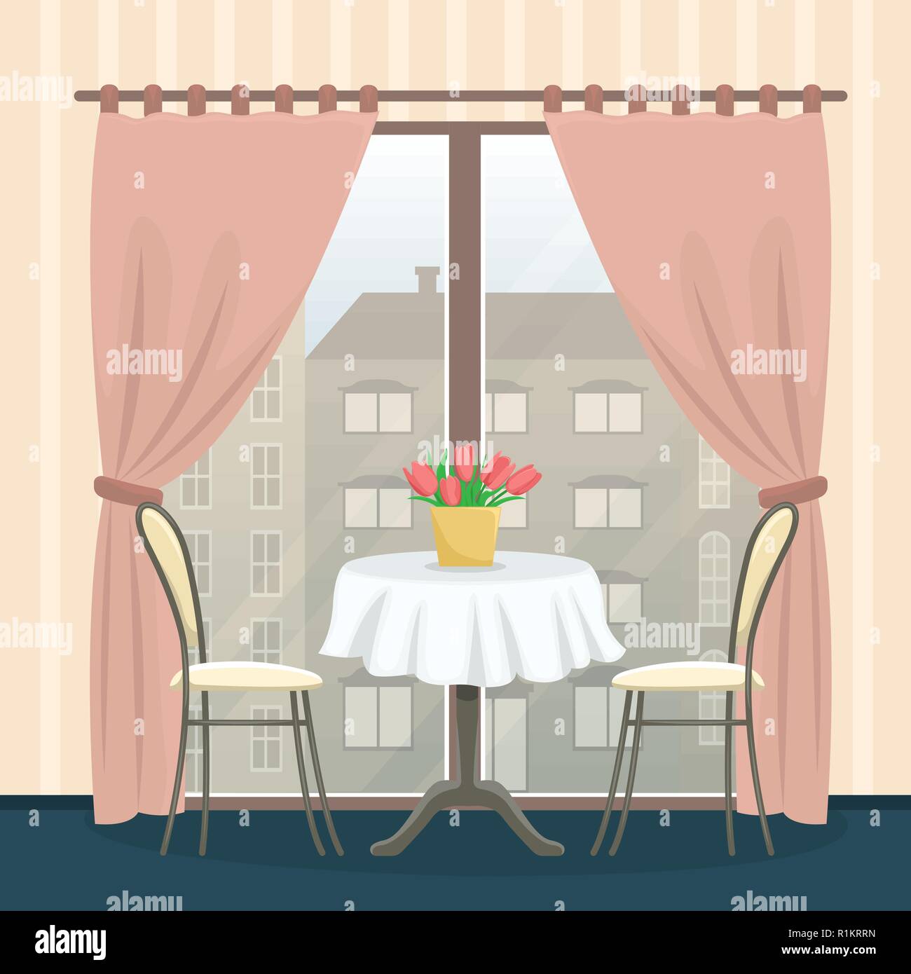 White dining table near window Stock Vector Images - Alamy