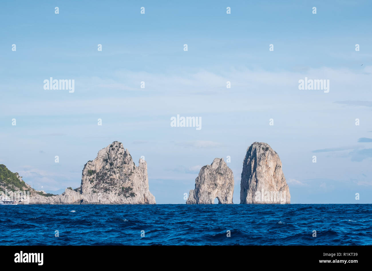 Famous sea stacks (faraglioni) off the coast of Capri in the Bay of ...