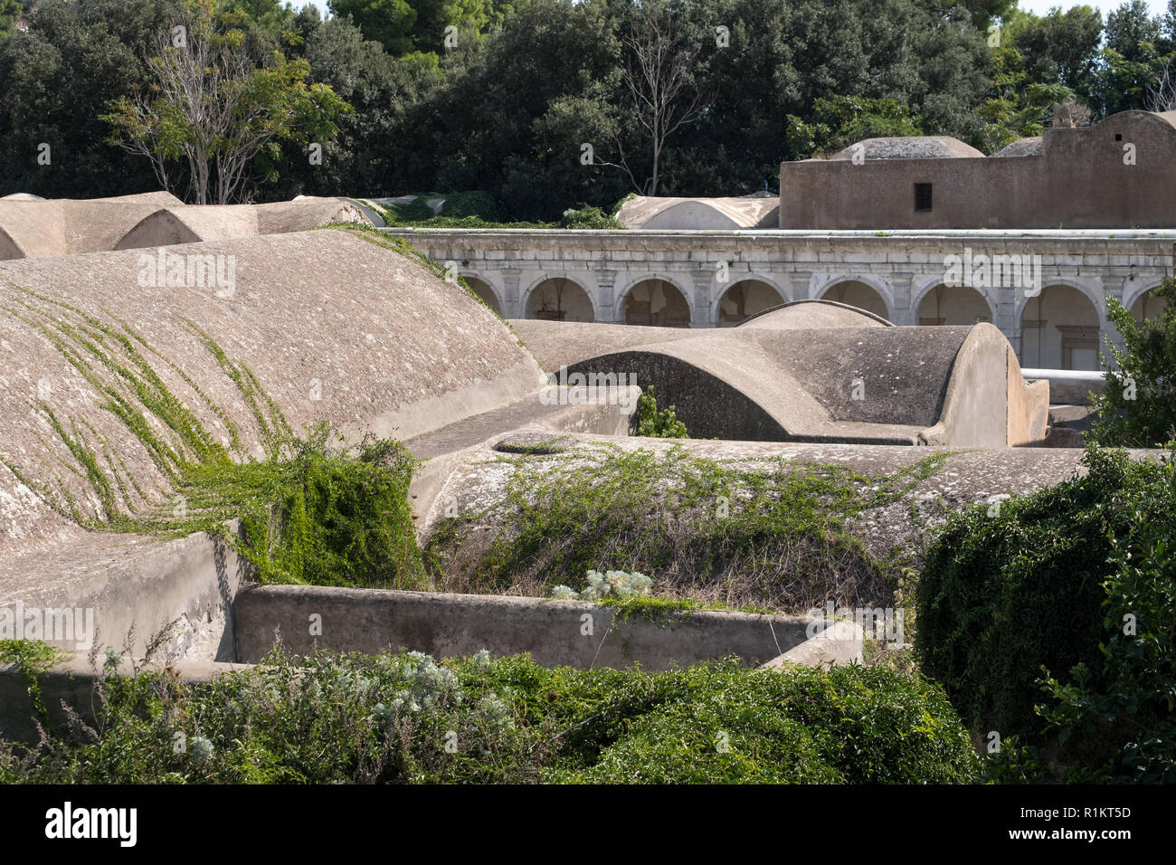 Capri, Italy, View of the arches in the cloister at Certosa di San ...