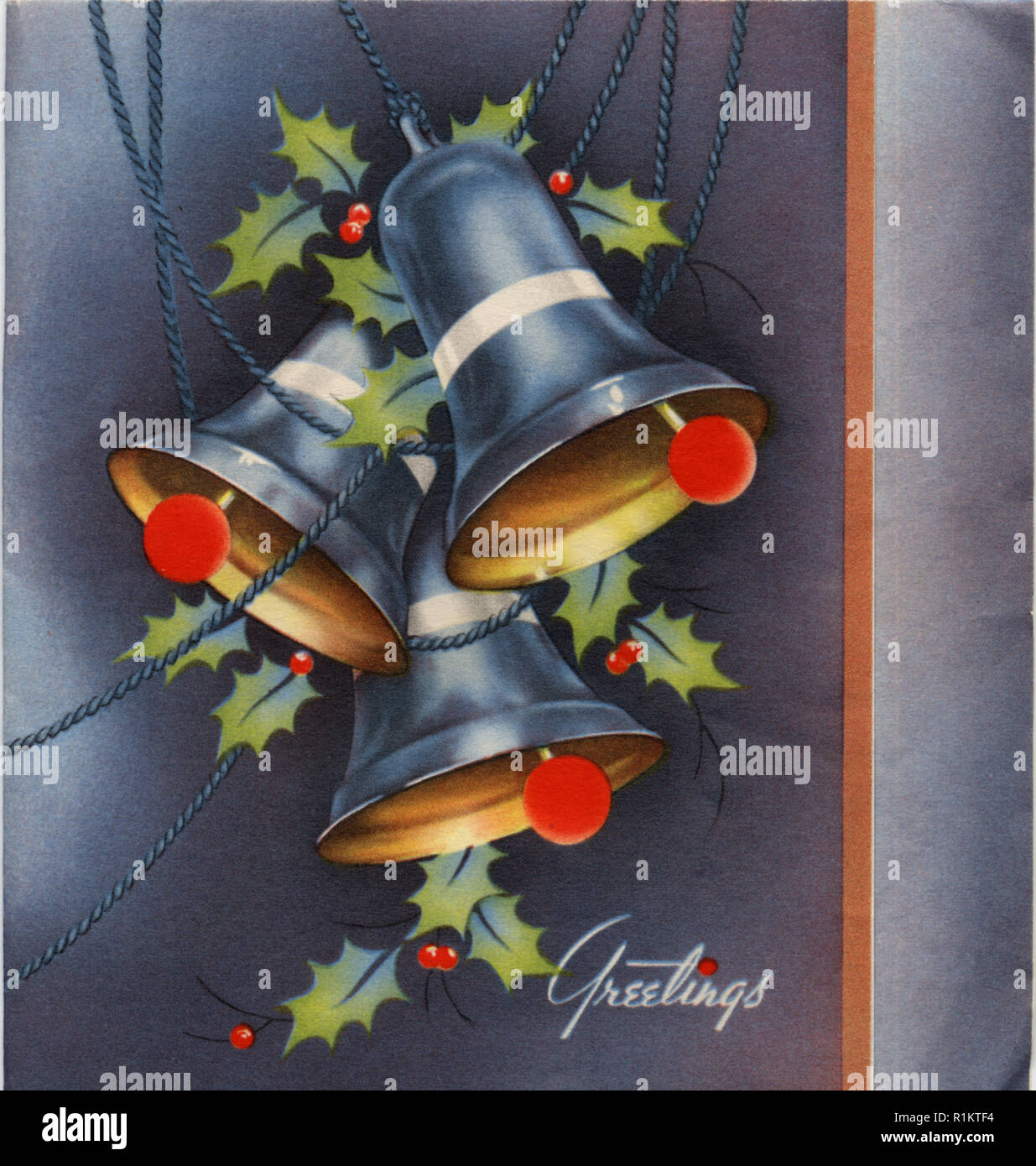 vintage christmas card illustrated design Stock Photo - Alamy