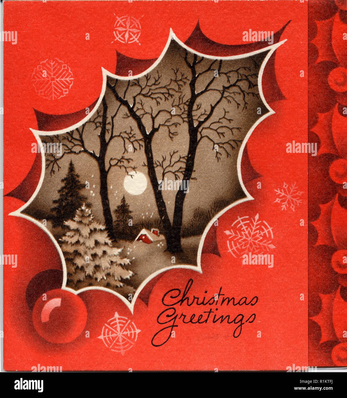 vintage christmas card illustrated design Stock Photo - Alamy