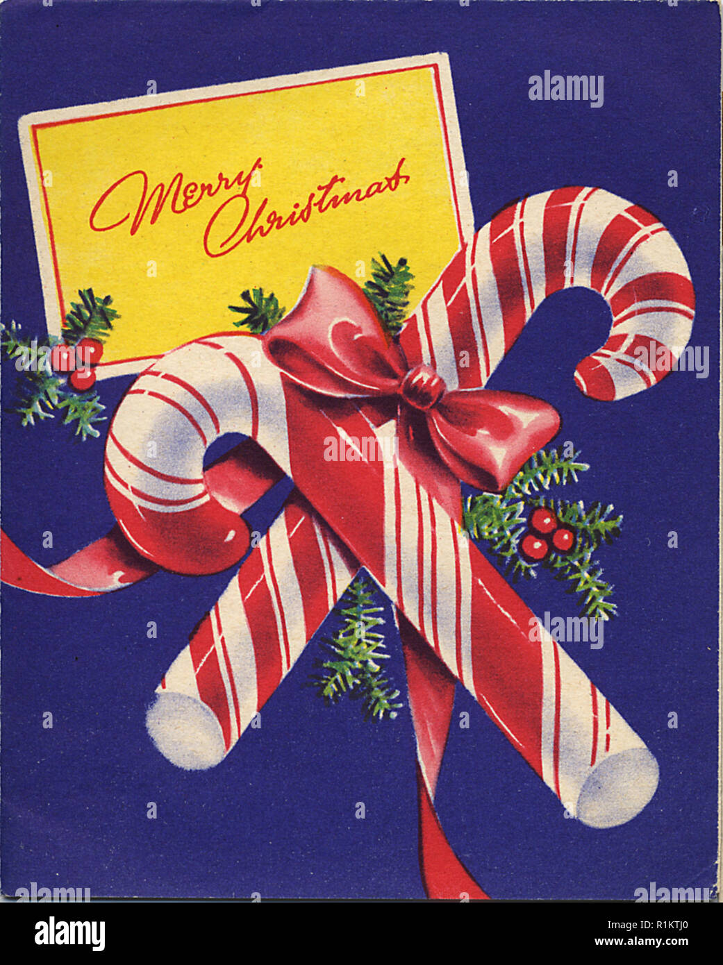 vintage christmas card illustrated design Stock Photo - Alamy