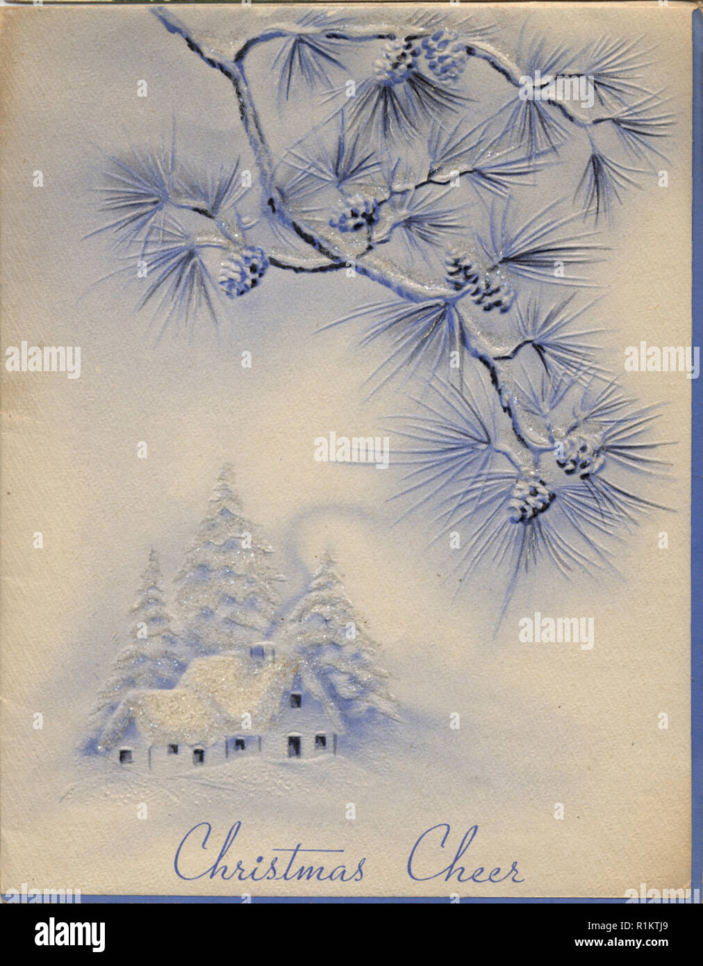 vintage christmas card illustrated design Stock Photo - Alamy