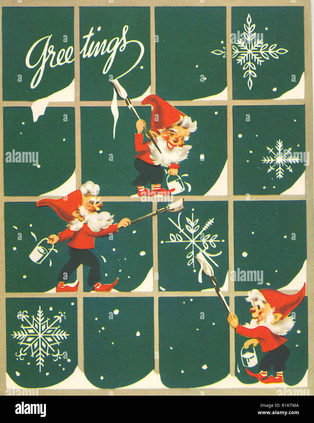 vintage christmas card illustrated design Stock Photo - Alamy