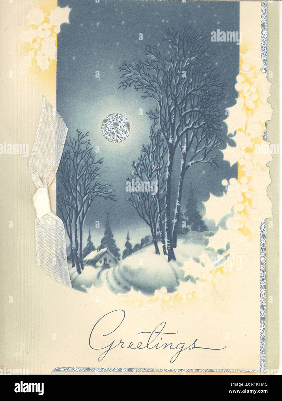 vintage christmas card illustrated design Stock Photo - Alamy
