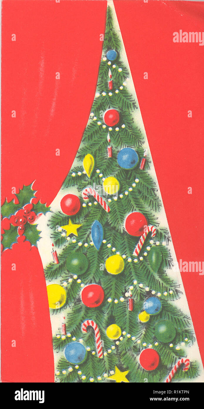 vintage christmas card illustrated design Stock Photo - Alamy