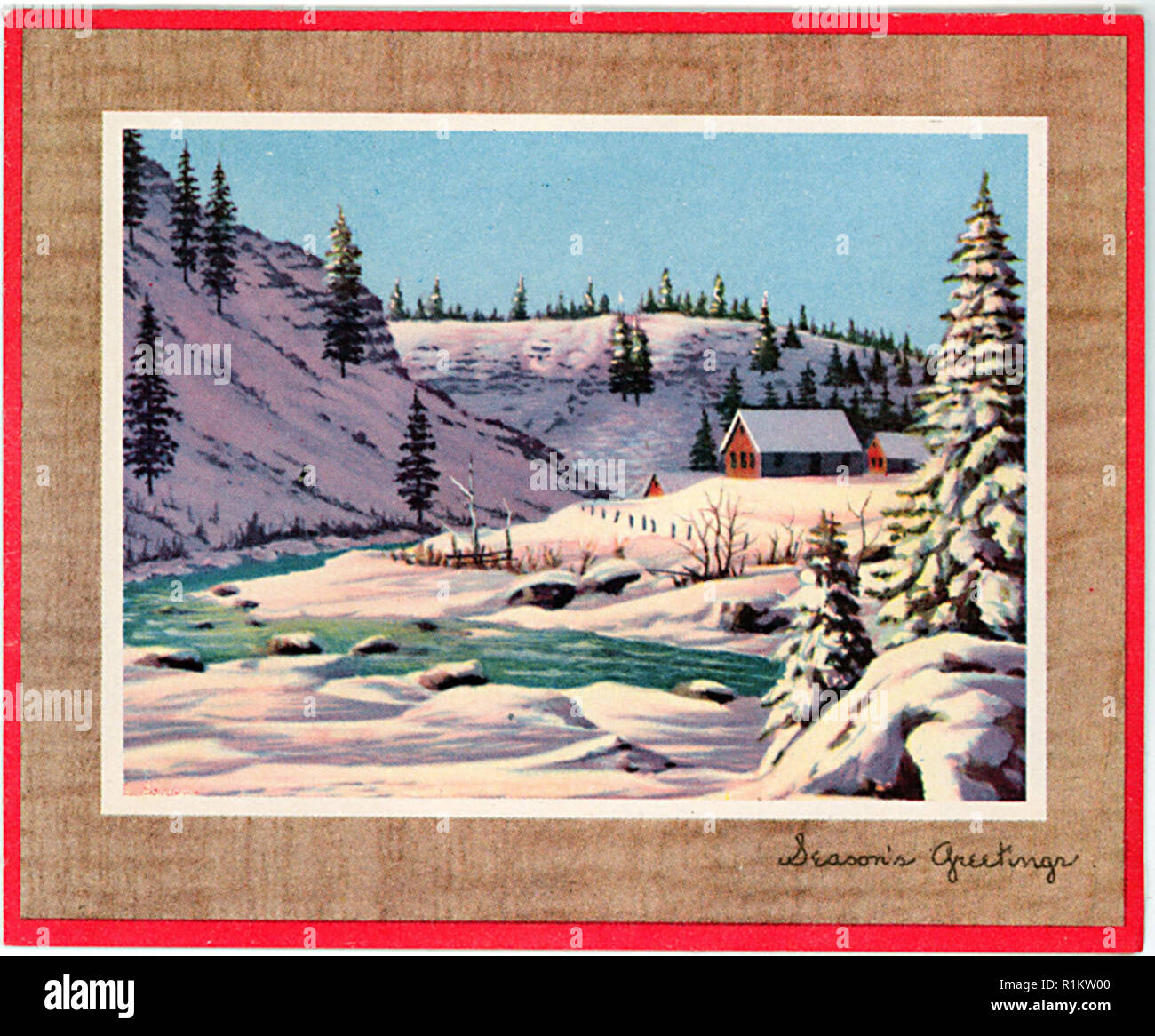 vintage christmas card illustrated design Stock Photo - Alamy