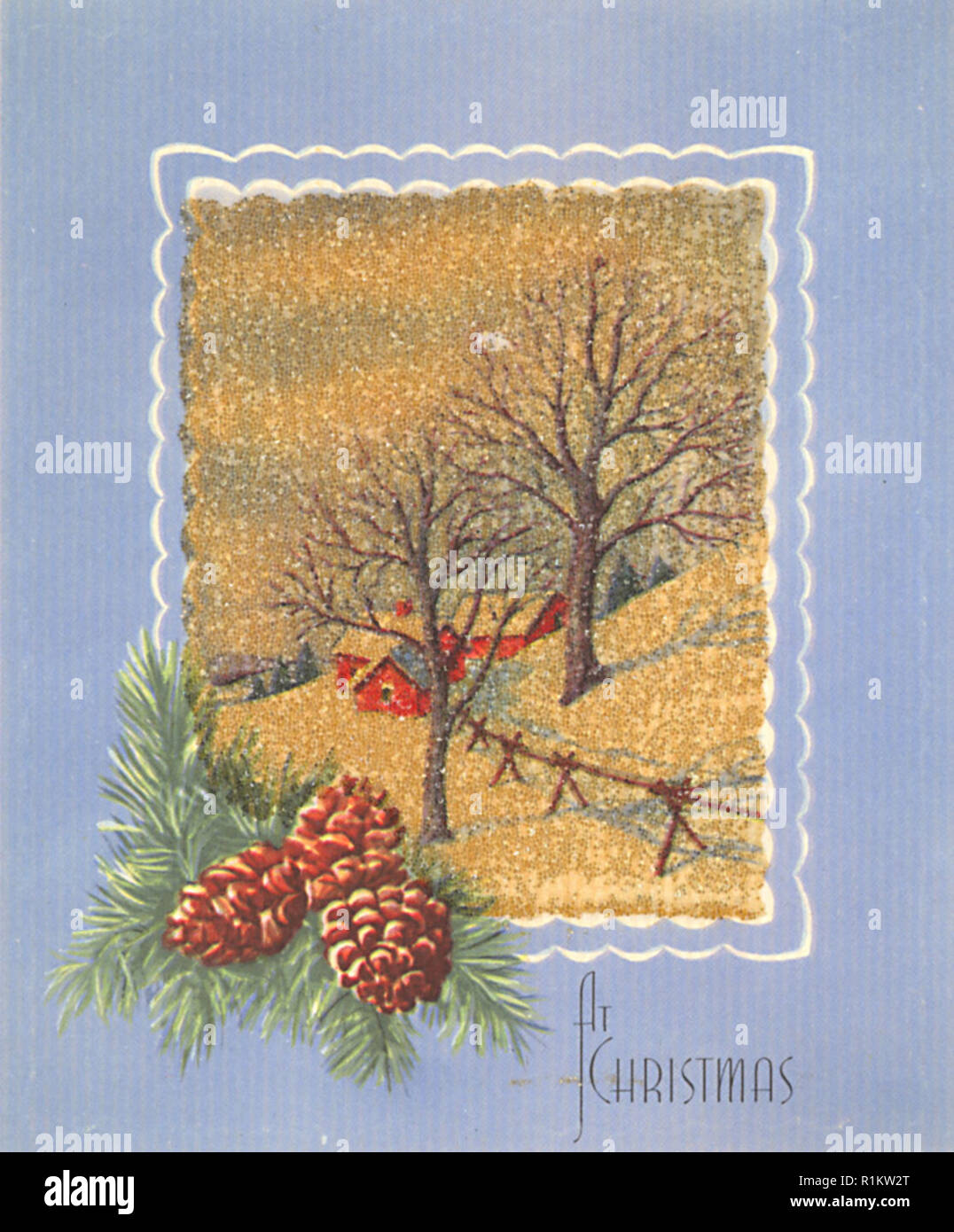 vintage christmas card illustrated design Stock Photo - Alamy