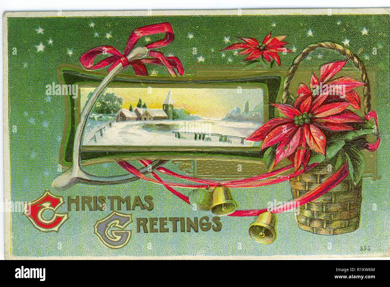 vintage christmas card illustrated design Stock Photo - Alamy