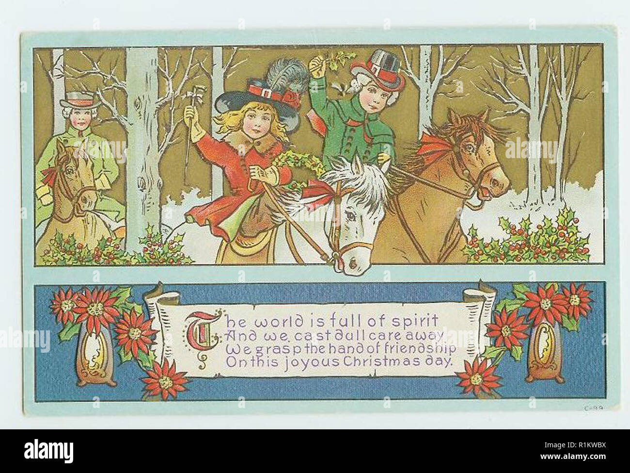 vintage christmas card illustrated design Stock Photo - Alamy