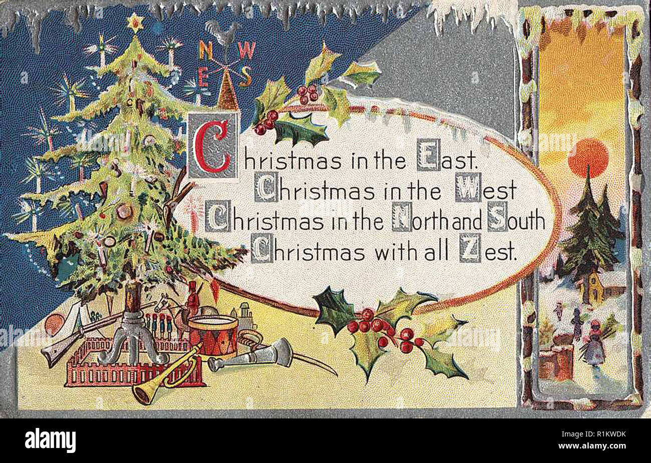 vintage christmas card illustrated design Stock Photo - Alamy