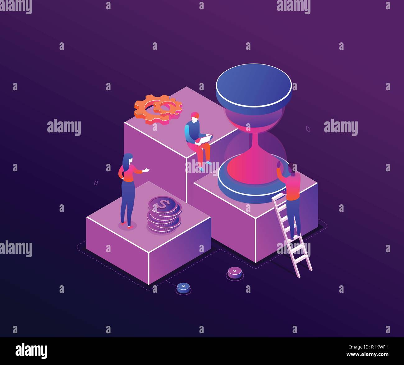 Time management - modern colorful isometric vector illustration Stock ...