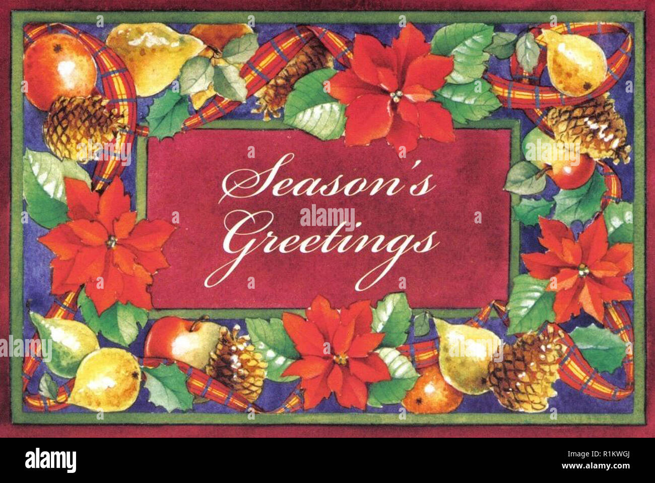 vintage christmas card illustrated design Stock Photo - Alamy