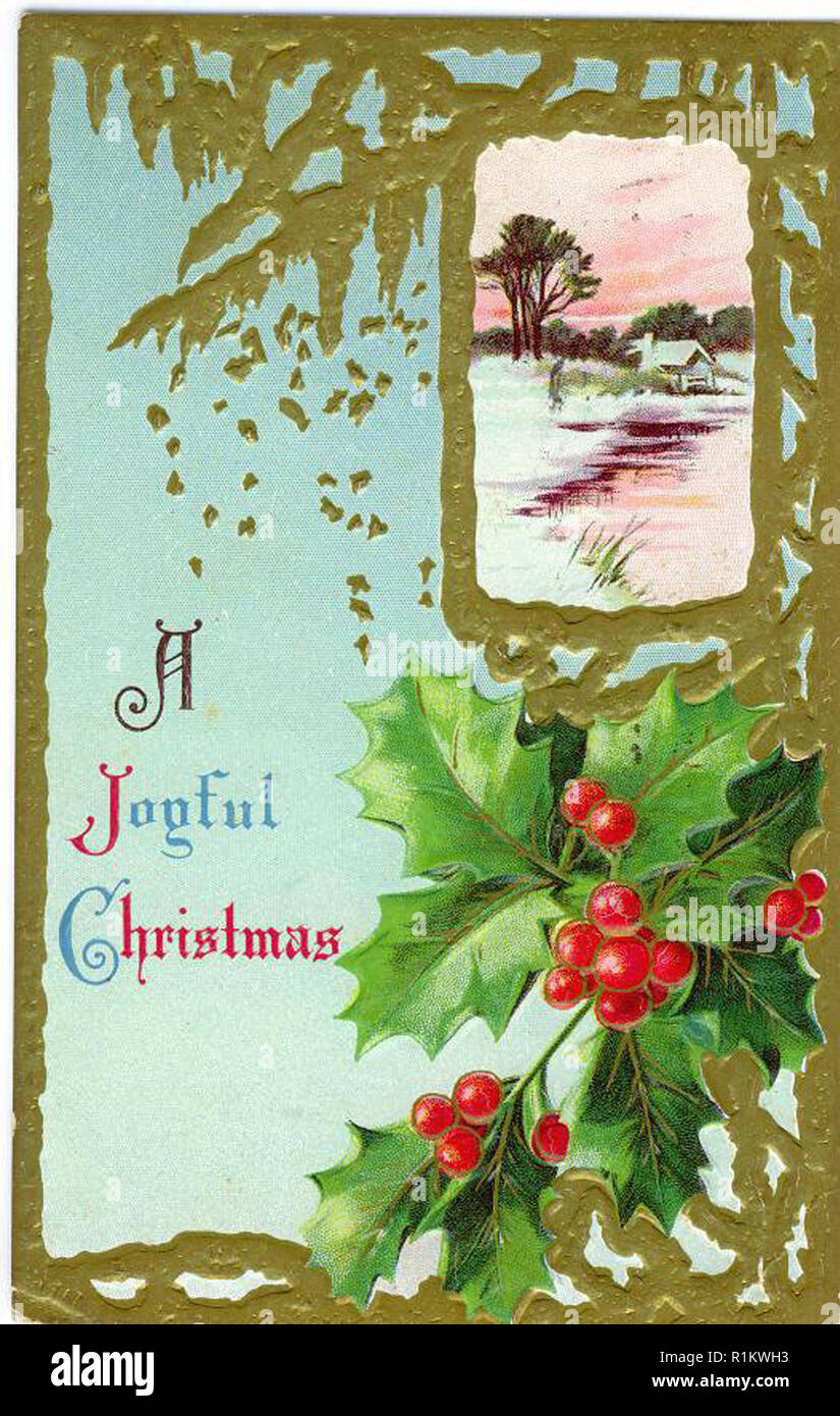 vintage christmas card illustrated design Stock Photo - Alamy