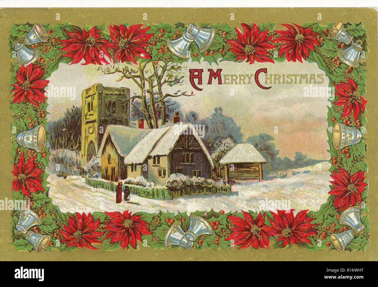 vintage christmas card illustrated design Stock Photo - Alamy