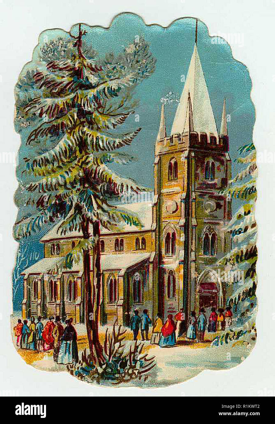 vintage christmas card illustrated design Stock Photo - Alamy