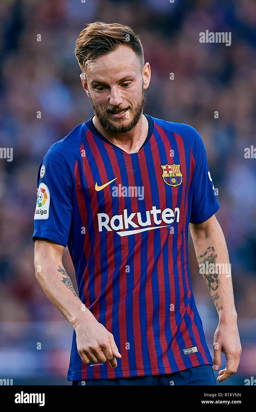 BARCELONA, SPAIN - NOVEMBER 11: Ivan Rakitic of FC Barcelona reacts ...