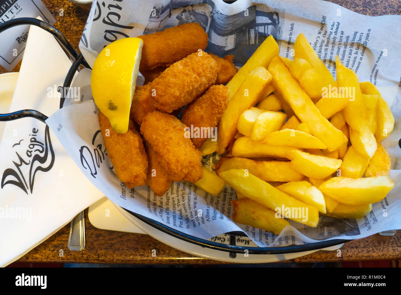 Magpie Cafe Whitby Scampi and Chips Stock Photo - Alamy