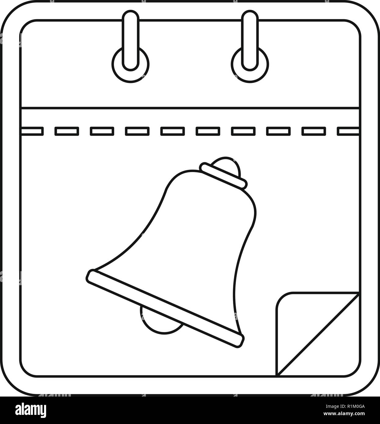 Calendar with bell icon. Outline illustration of calendar with bell ...
