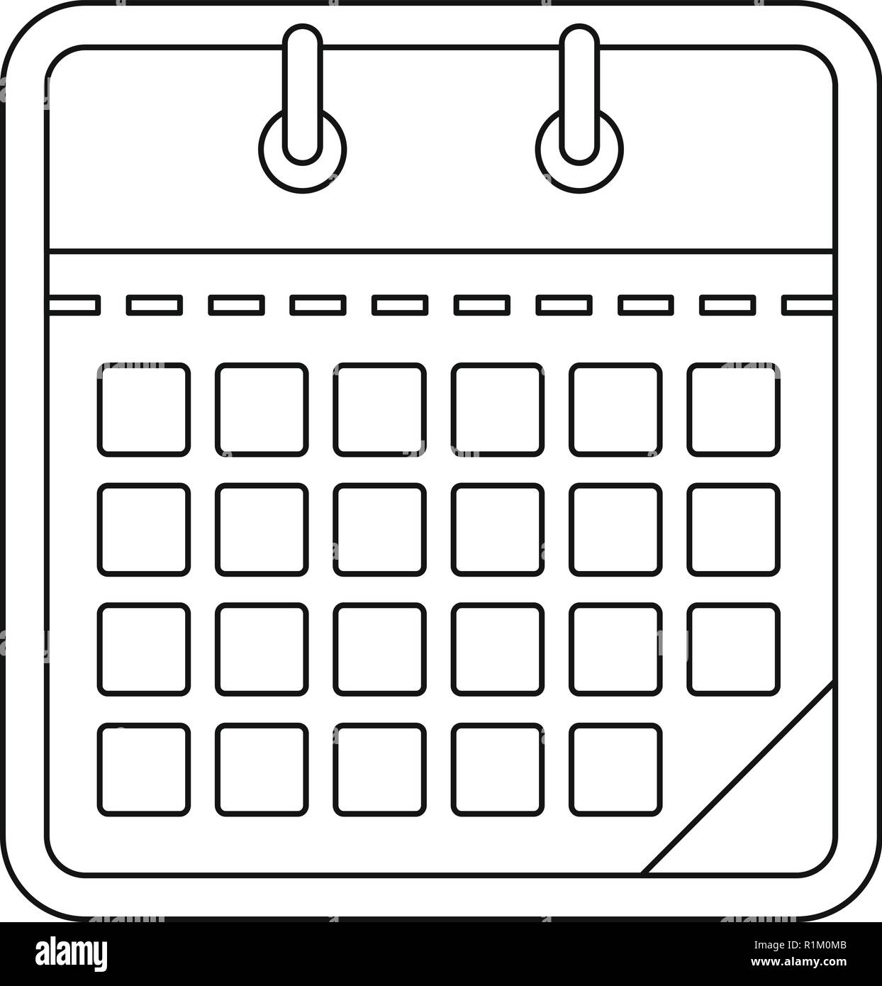 One calendar icon. Outline illustration of one calendar vector icon for ...