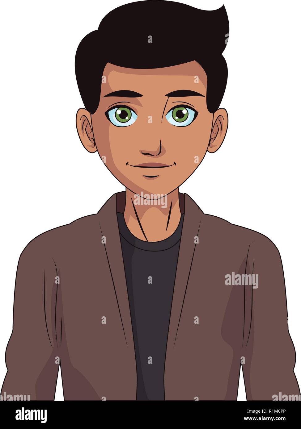 young man face cartoon in front of camera vector illustration graphic ...