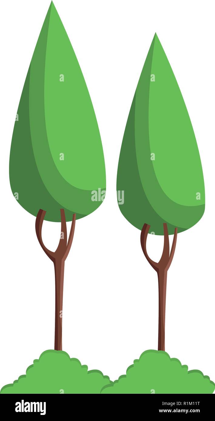 tree with bush cartoon vector illustration graphic design Stock Vector ...