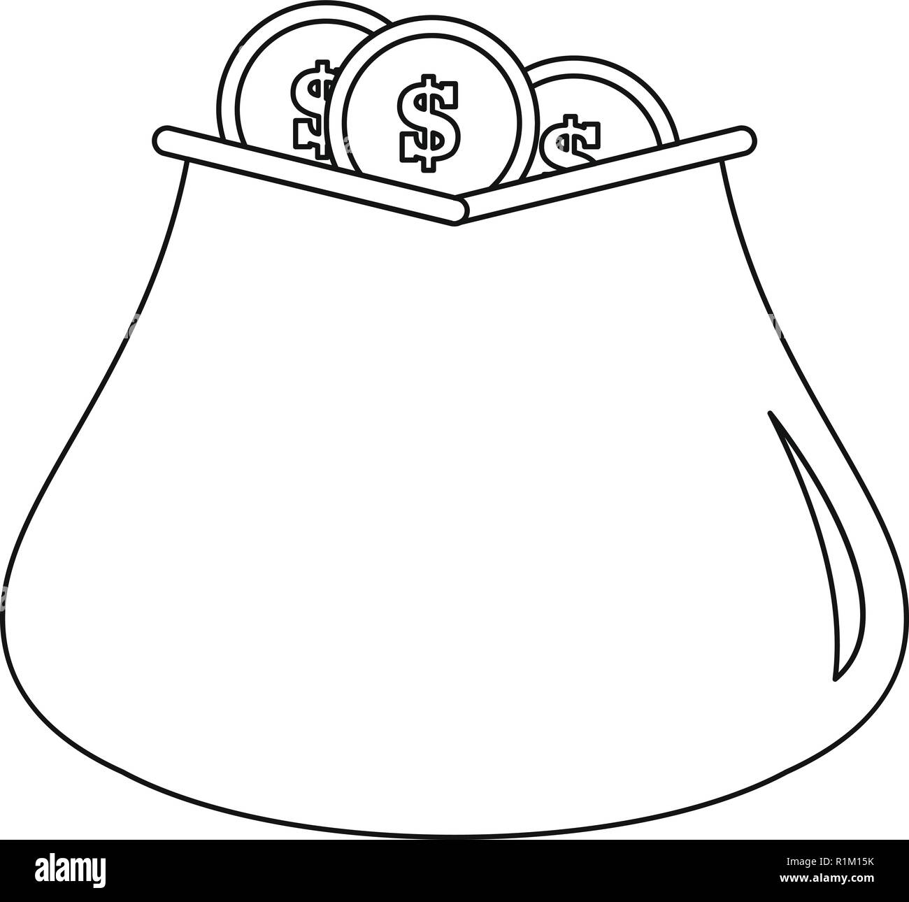 Money bag icon. Outline illustration of money bag vector icon for web ...