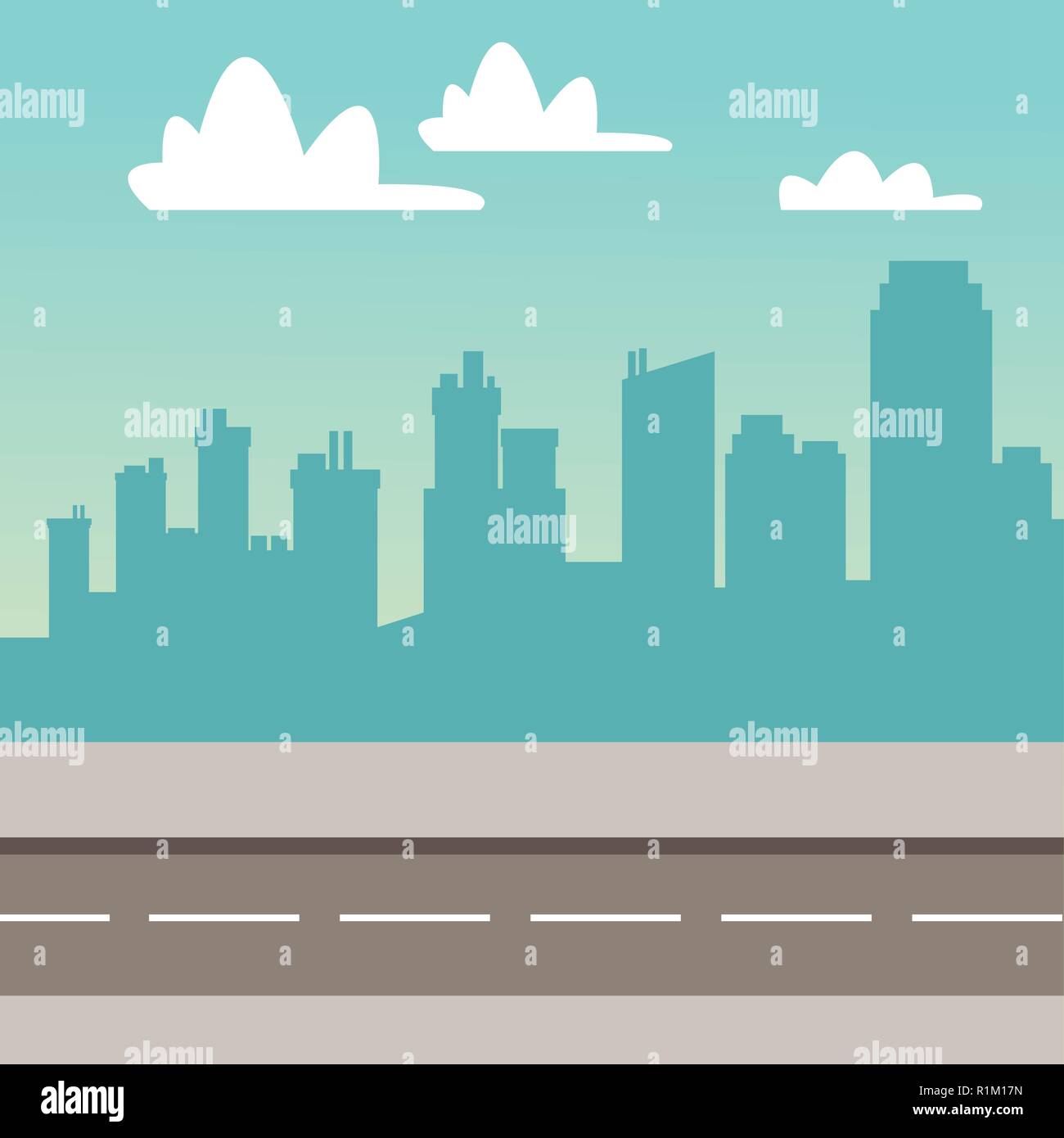 city landscape over street cartoon vector illustration graphic design ...