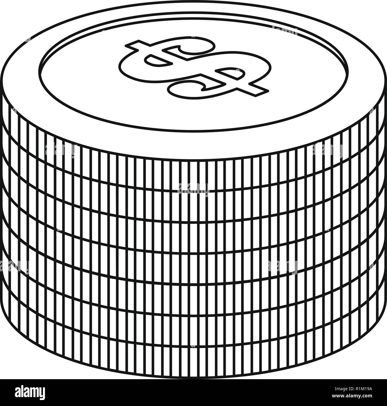 Heap of coin icon. Outline illustration of heap of coin vector icon for ...
