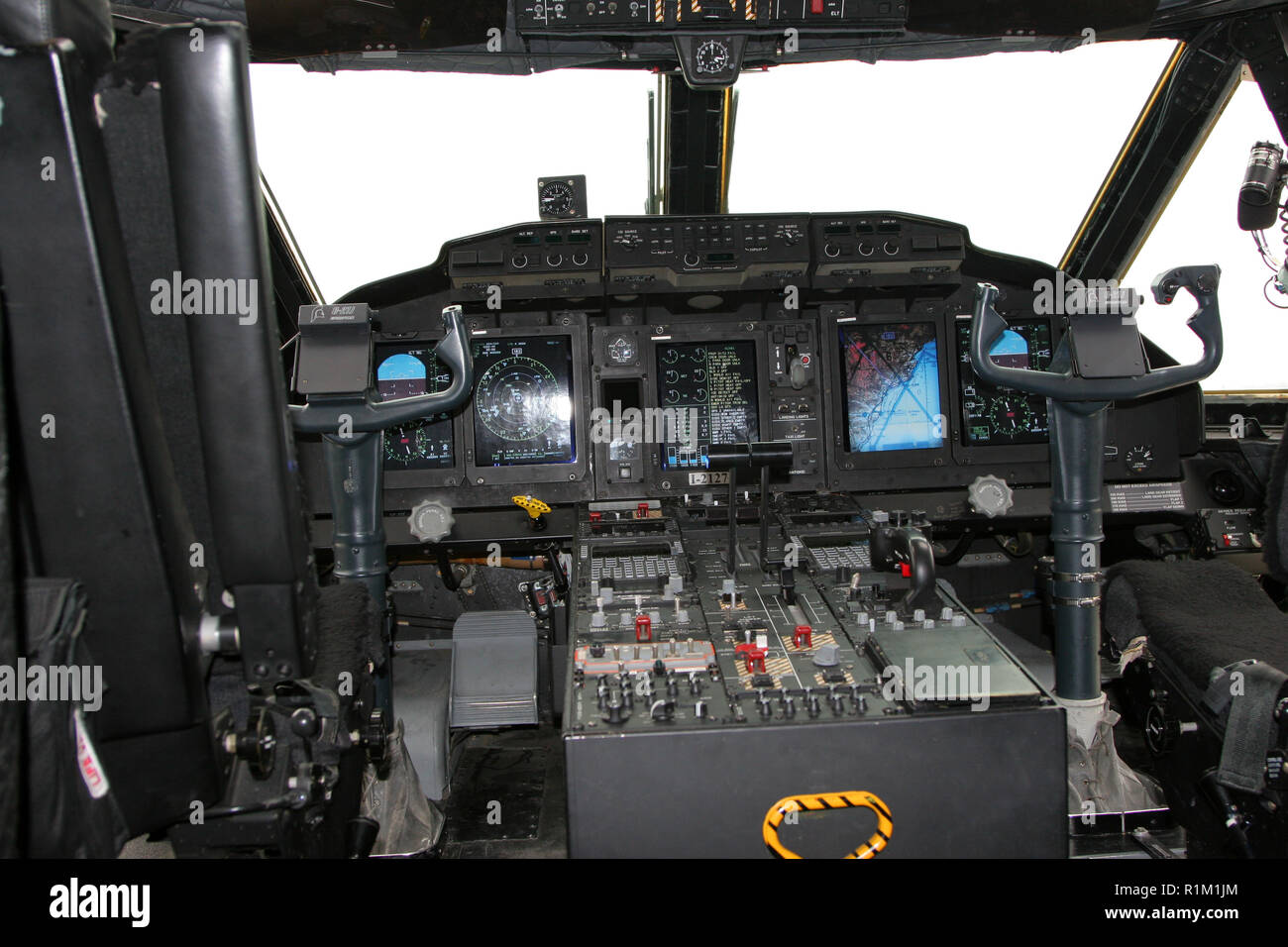 Cockpit of Alenia C-27J Spartan military transport aircraft operated by ...