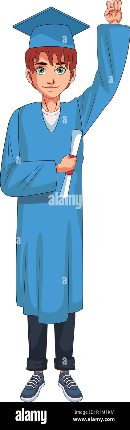 young graduate man body cartoon vector illustration graphic design ...