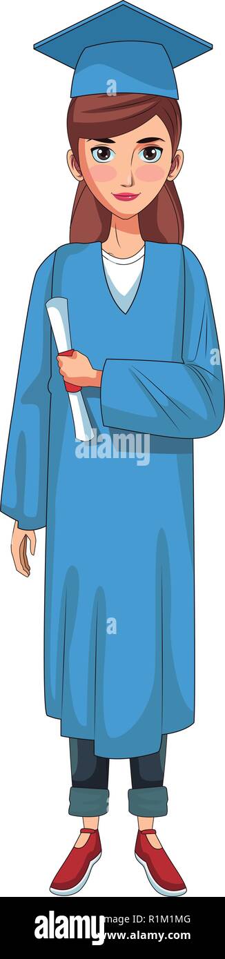 graduate young woman body cartoon vector illustration graphic design ...