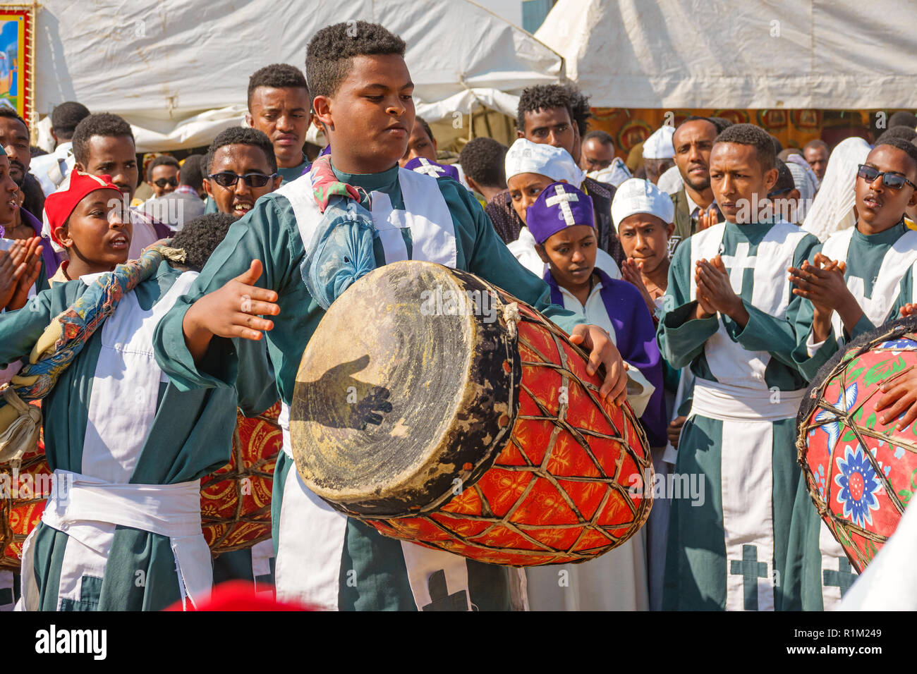 Drummer during Timkat Festival in Addis Ababa Ethiopia Stock Photo - Alamy